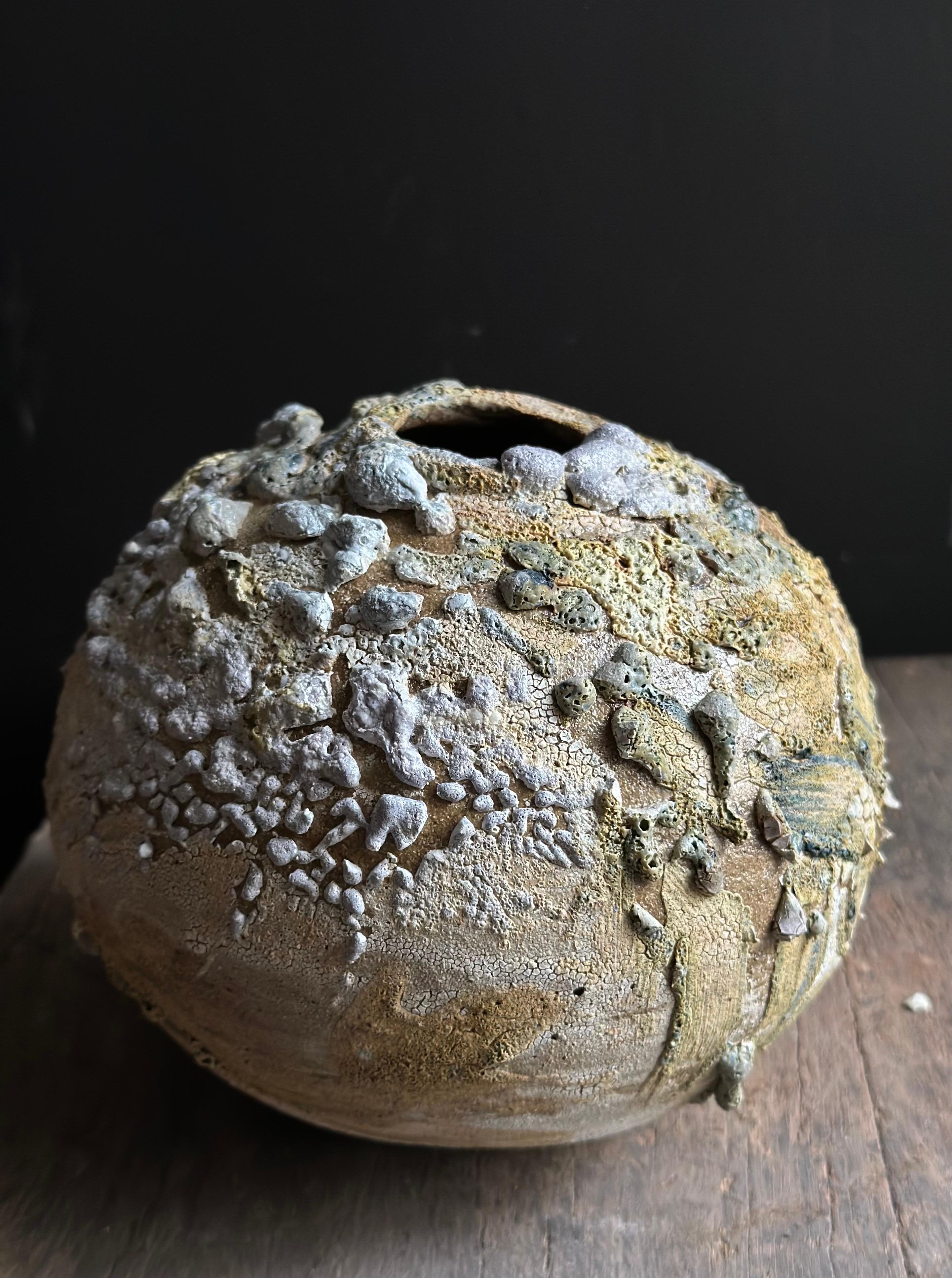 Textured Modern Organic Ceramic Moon Jar Vase For Sale at 1stDibs