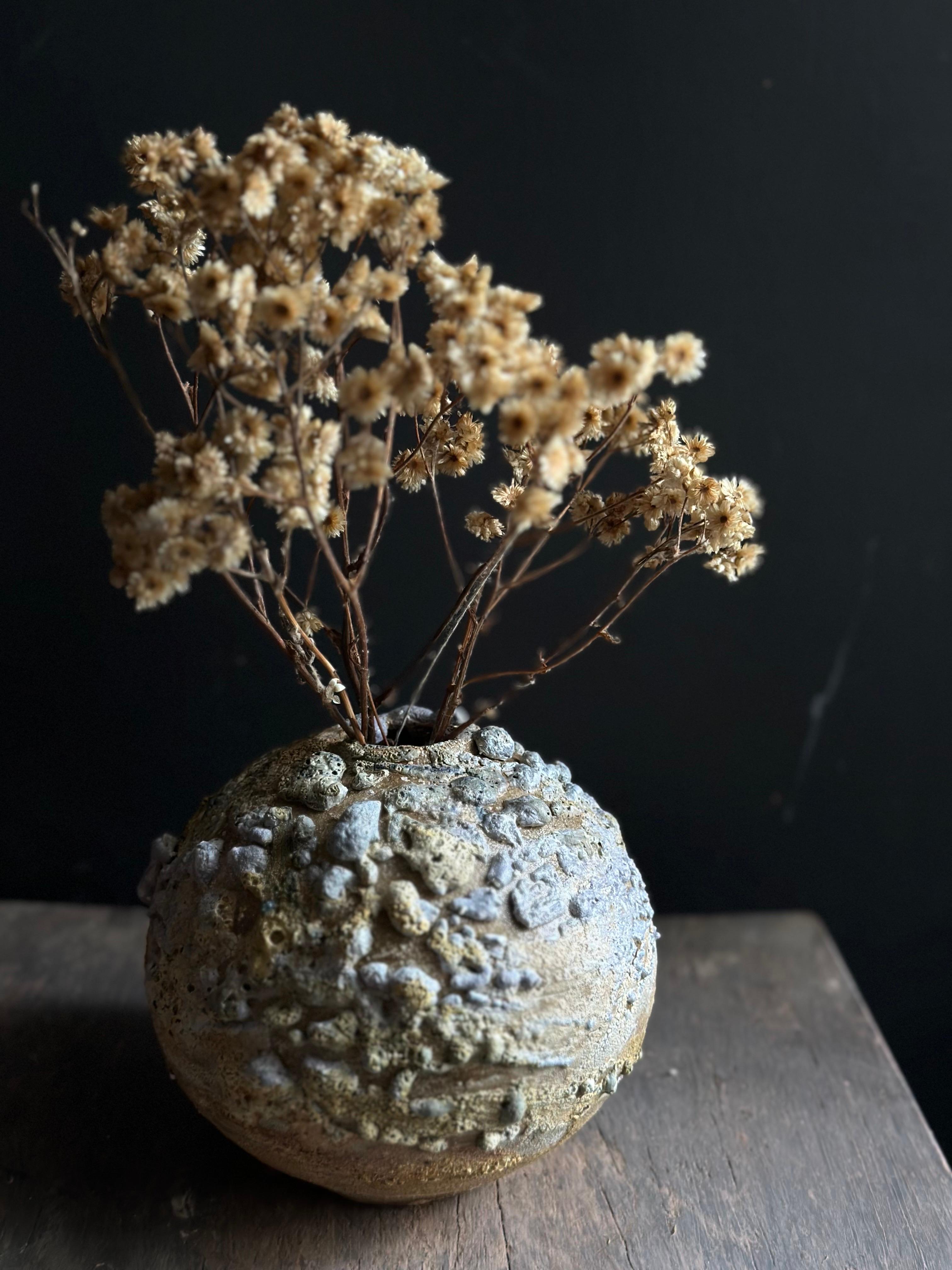 Textured Modern Organic Ceramic Moon Jar Vase For Sale at 1stDibs
