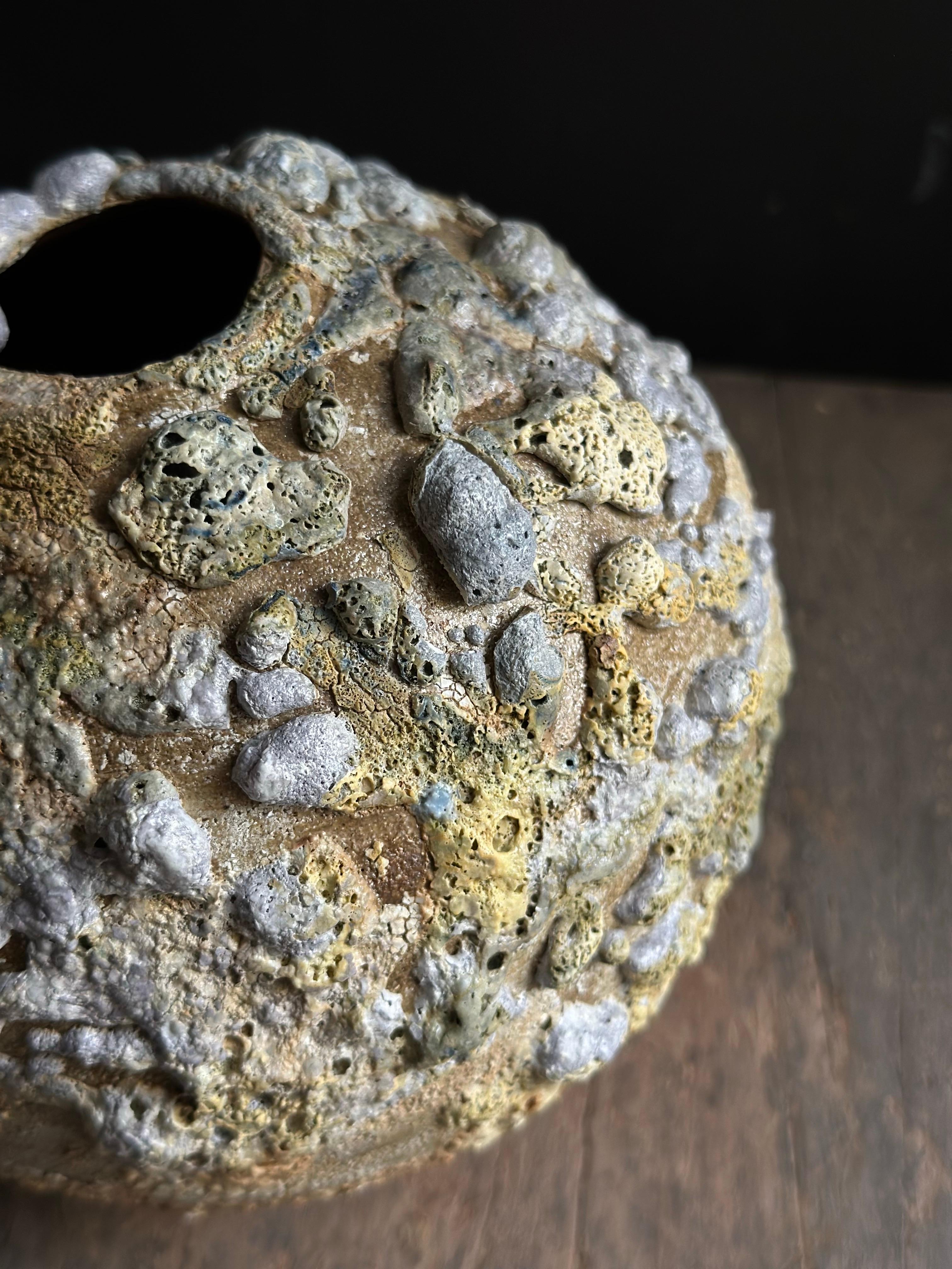 Textured Modern Organic Ceramic Moon Jar Vase For Sale at 1stDibs