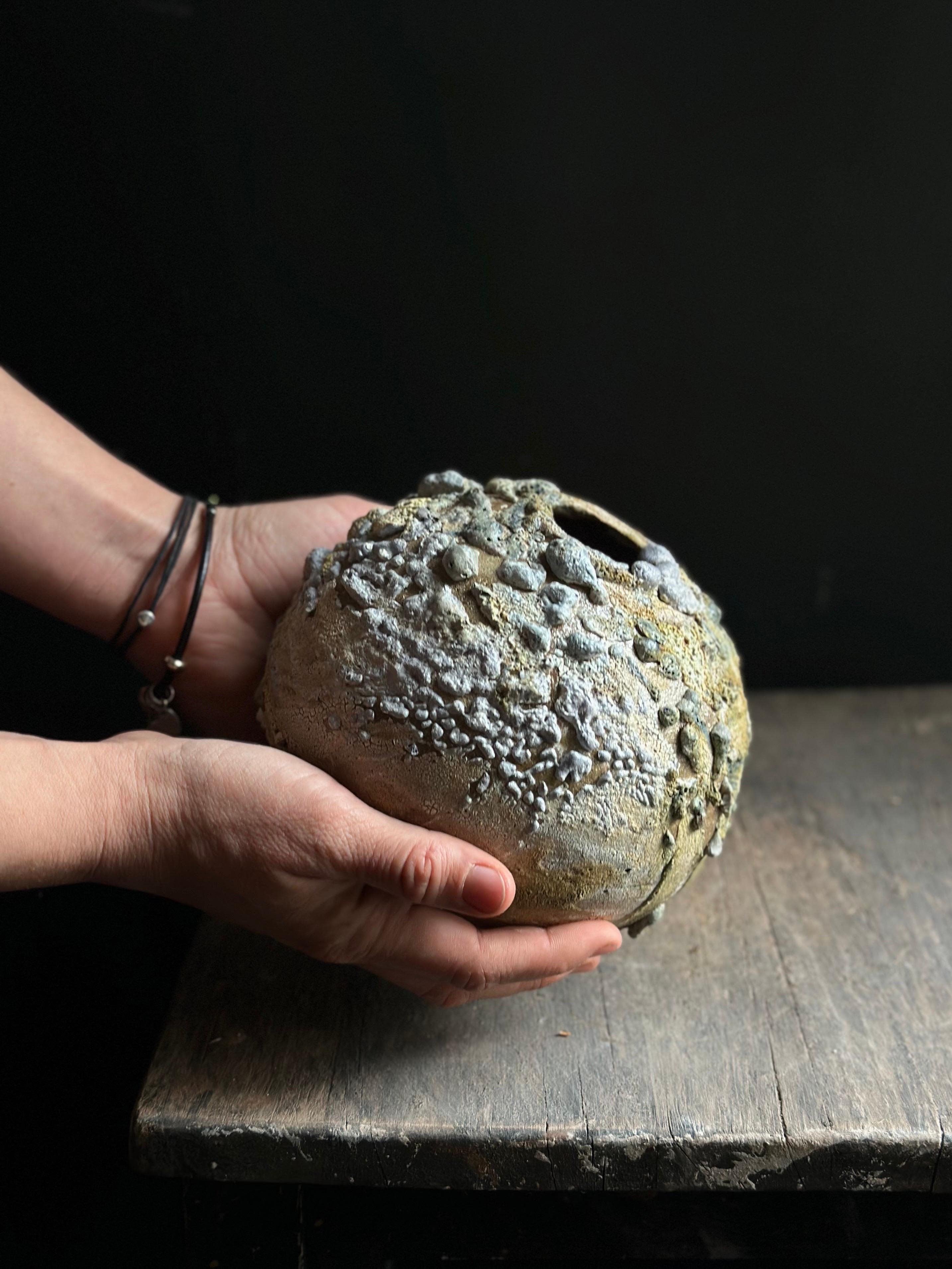 Textured Modern Organic Ceramic Moon Jar Vase For Sale at 1stDibs