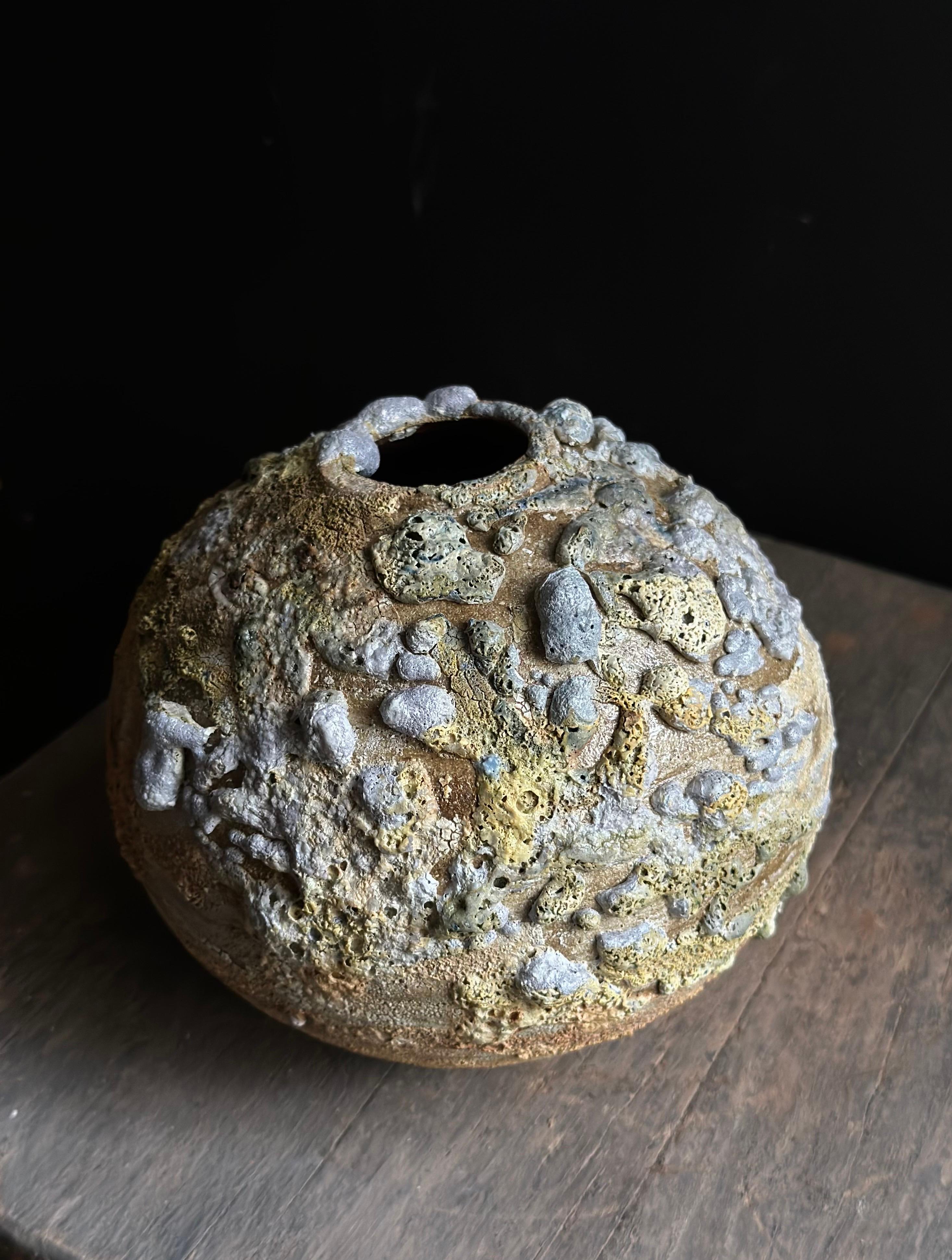 Textured Modern Organic Ceramic Moon Jar Vase For Sale at 1stDibs