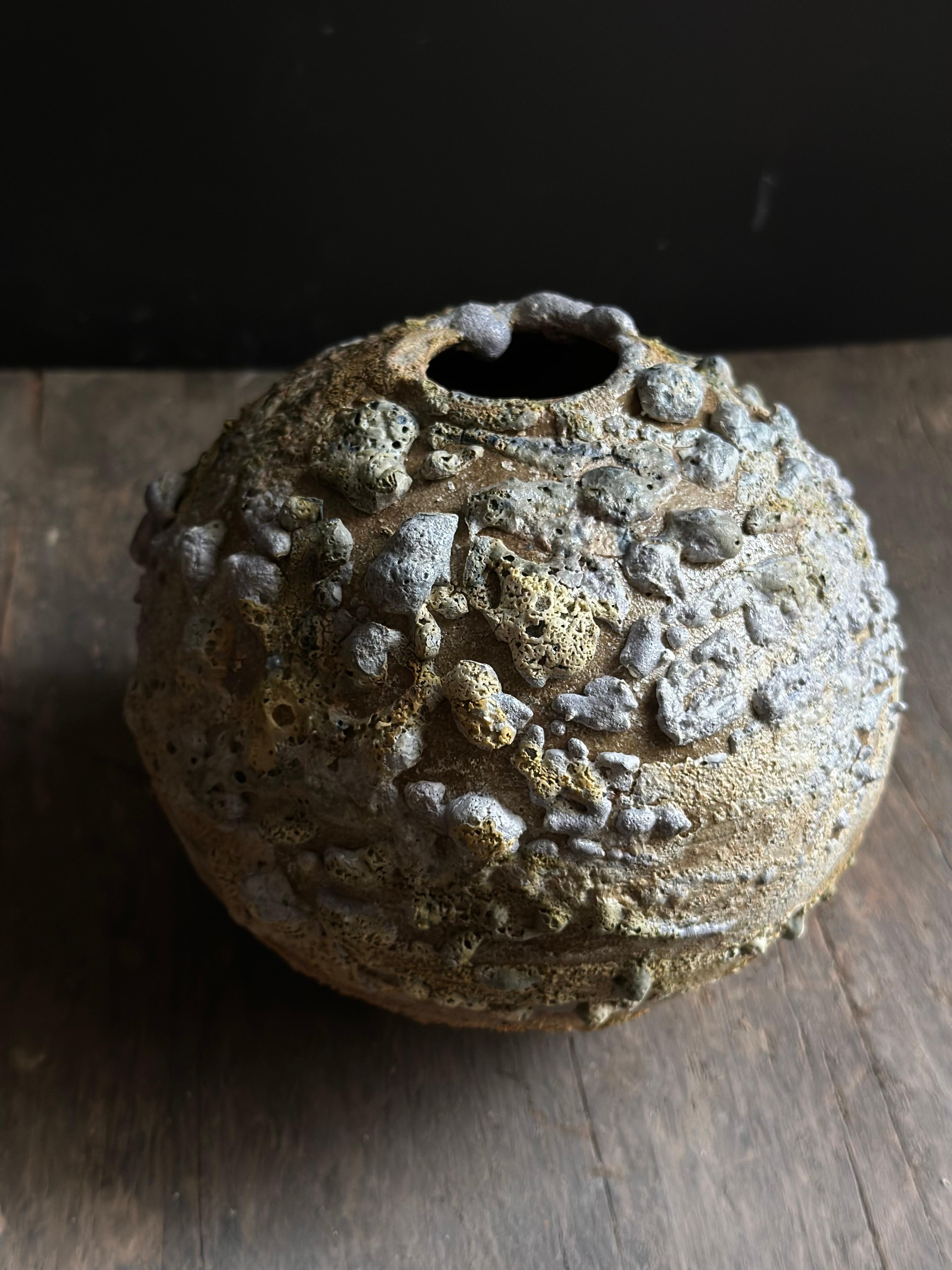 Textured Modern Organic Ceramic Moon Jar Vase For Sale at 1stDibs