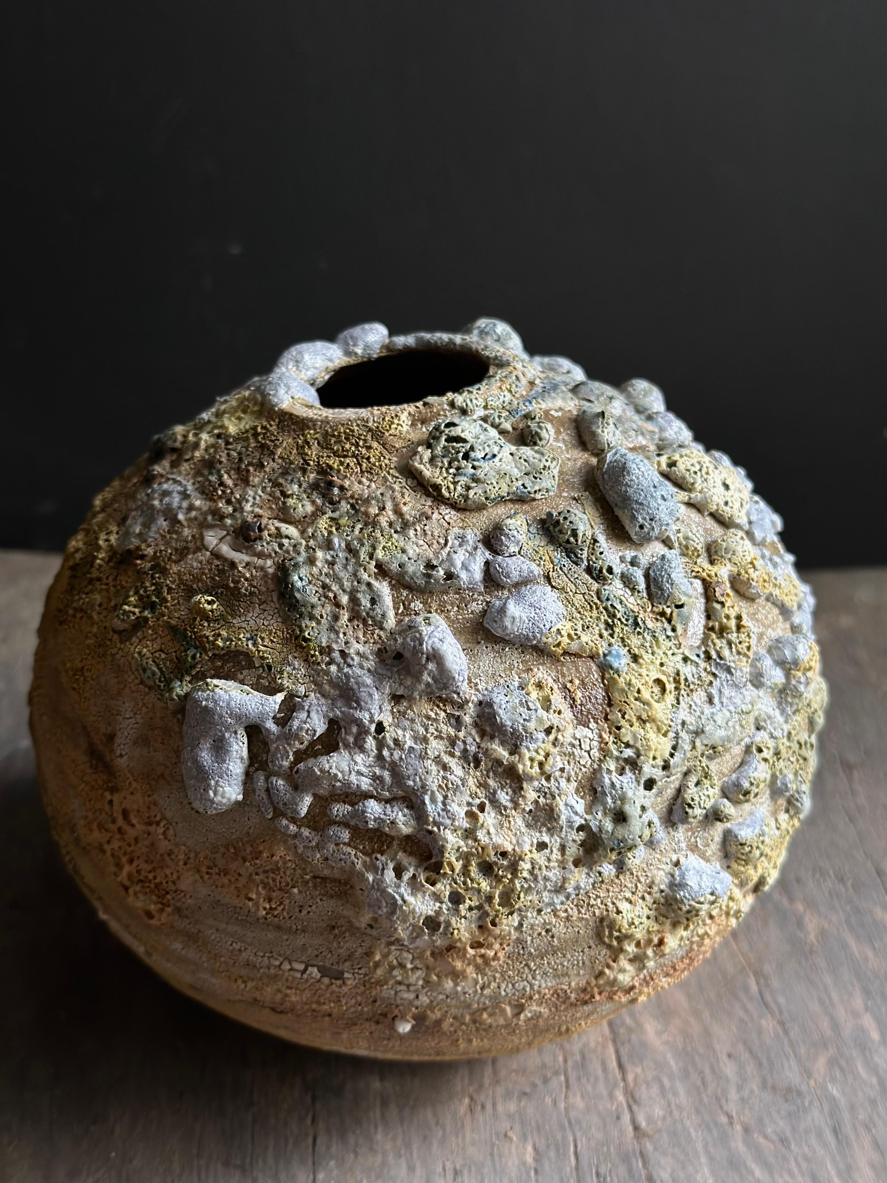 Textured Modern Organic Ceramic Moon Jar Vase For Sale at 1stDibs