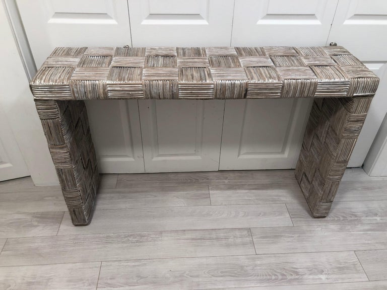 Textured Seagrass Console Table For Sale at 1stDibs