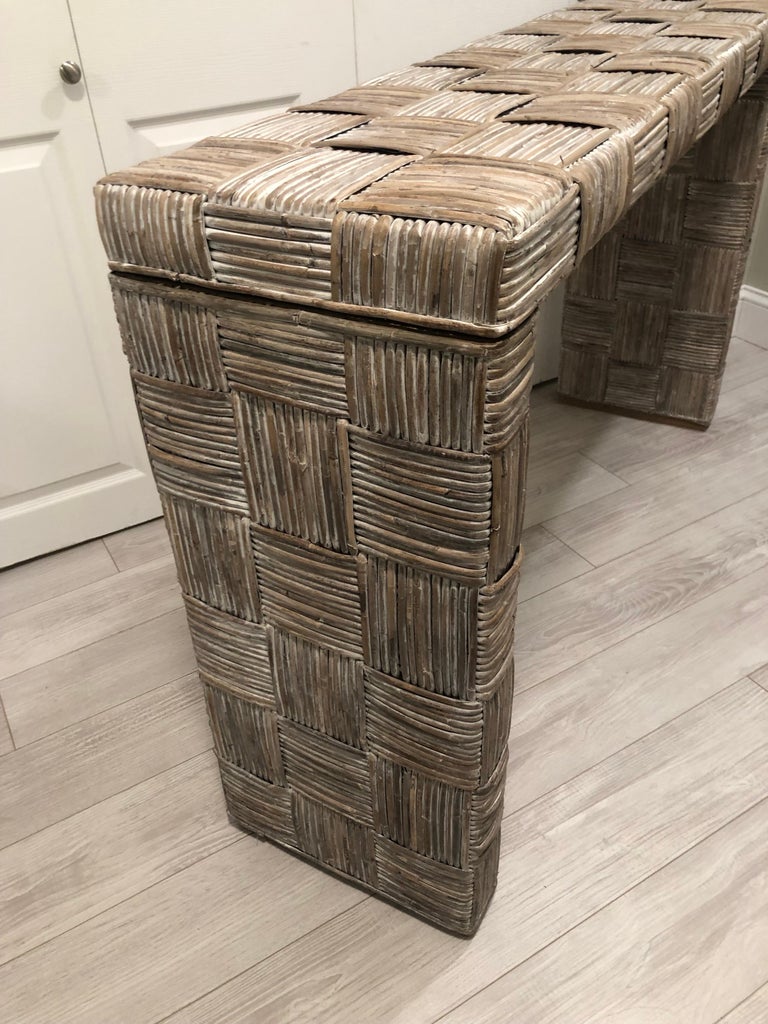 Textured Seagrass Console Table For Sale at 1stDibs