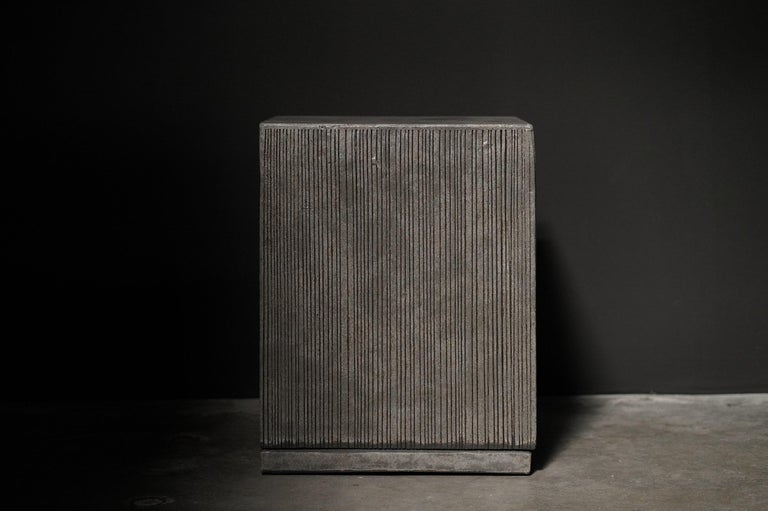 Textured Square Clay Side Table For Sale at 1stDibs