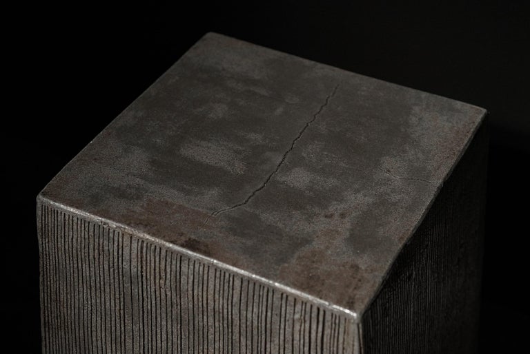 Textured Square Clay Side Table For Sale at 1stDibs