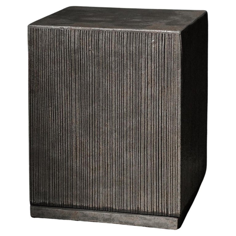 Textured Square Clay Side Table For Sale at 1stDibs