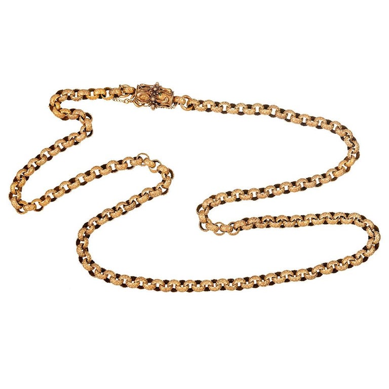 Textured Victorian Chain with Decorated Clasp at 1stDibs