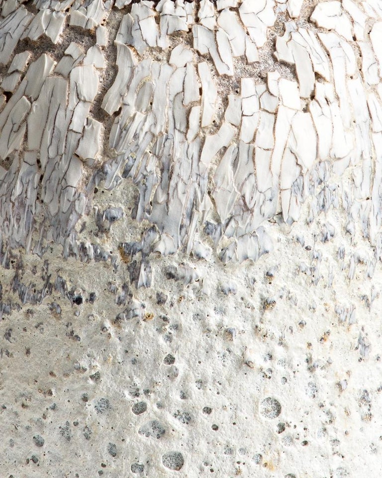 Textured White and Black Volcanic Bottle Vessel For Sale at 1stDibs