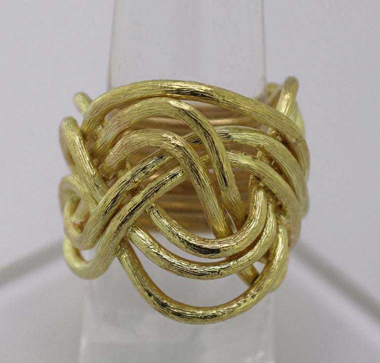 Textured Woven Yellow Gold Band Ring For Sale at 1stDibs