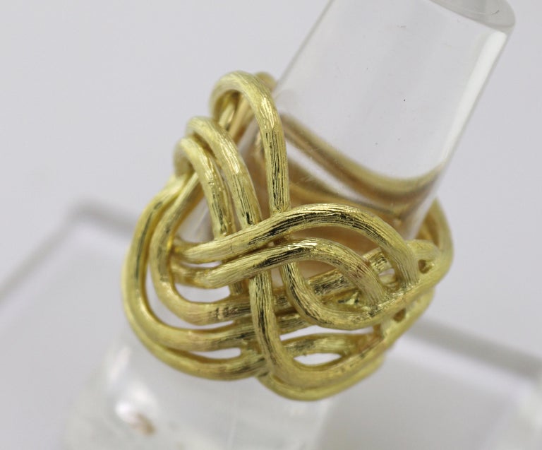 Textured Woven Yellow Gold Band Ring For Sale at 1stDibs