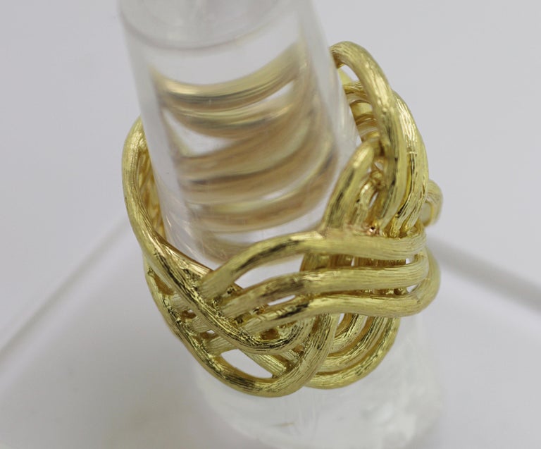 Textured Woven Yellow Gold Band Ring For Sale at 1stDibs