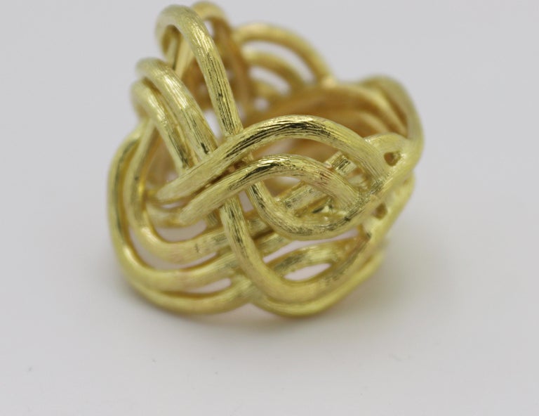 Textured Woven Yellow Gold Band Ring For Sale at 1stDibs