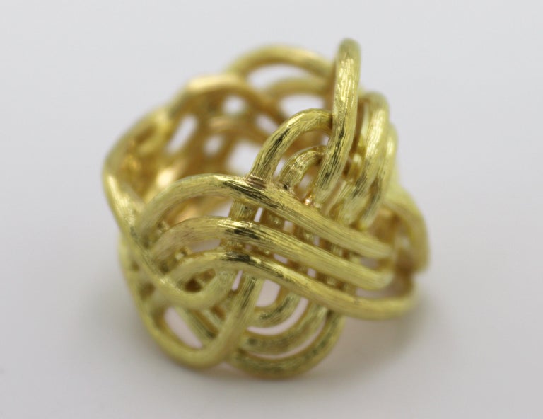 Textured Woven Yellow Gold Band Ring For Sale at 1stDibs