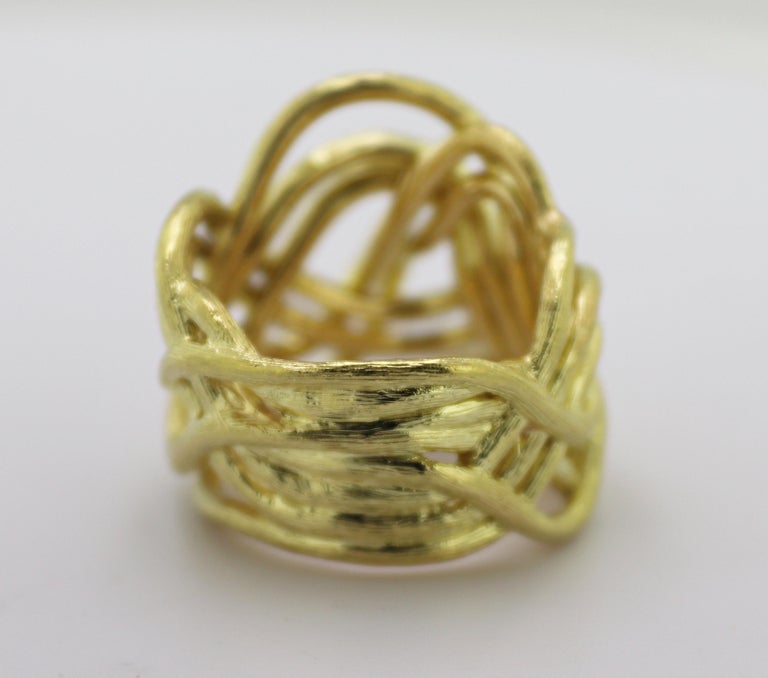 Textured Woven Yellow Gold Band Ring For Sale at 1stDibs