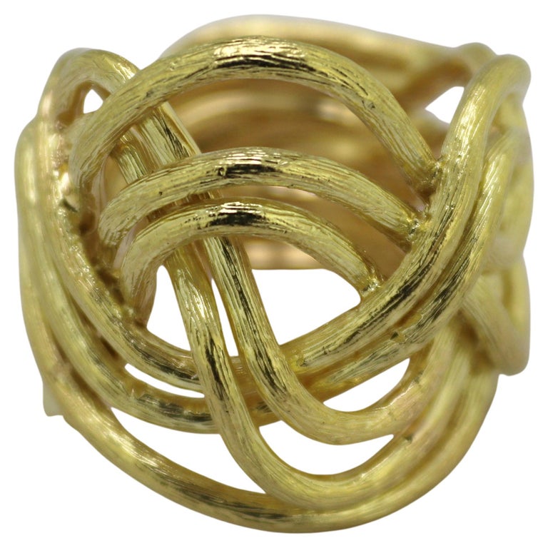 Textured Woven Yellow Gold Band Ring For Sale at 1stDibs