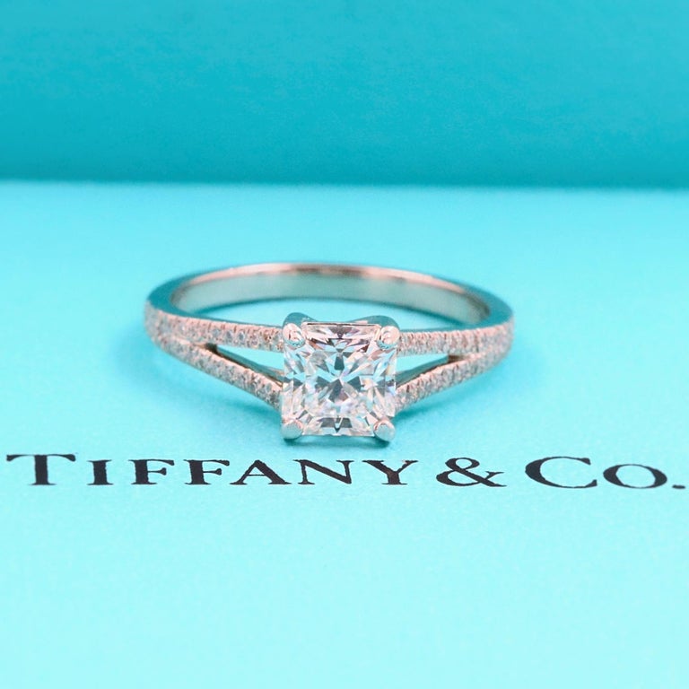 Tiffany and Co. Lucida Square Diamond Split Shank Ring 1.04 Carat ...
