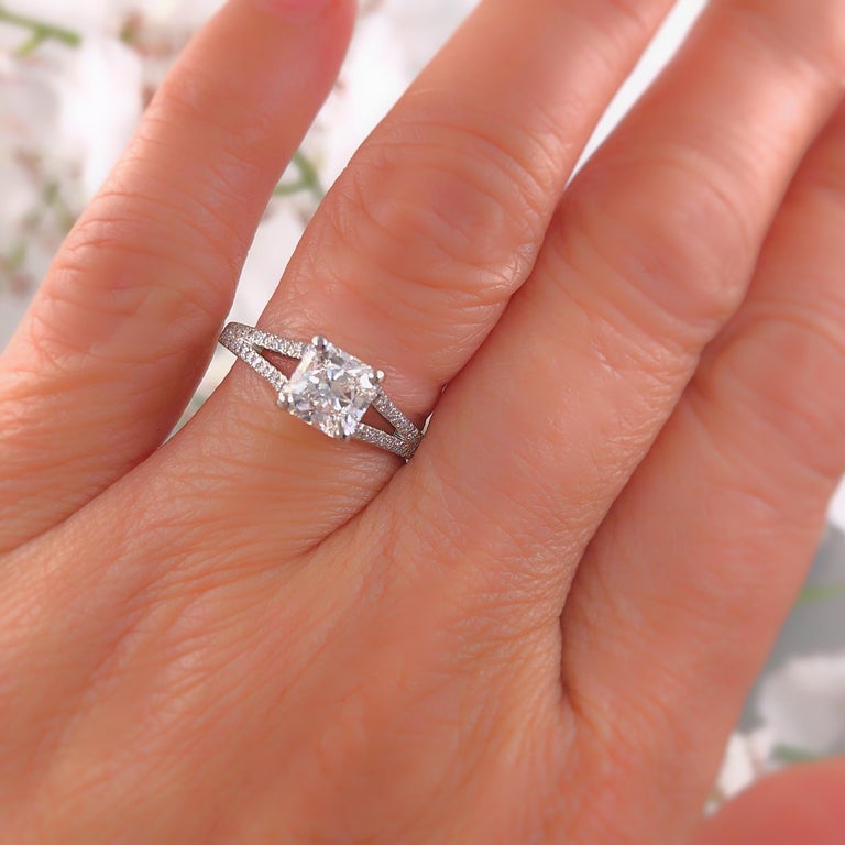 Tiffany and Co. Lucida Square Diamond Split Shank Ring 1.04 Carat ...