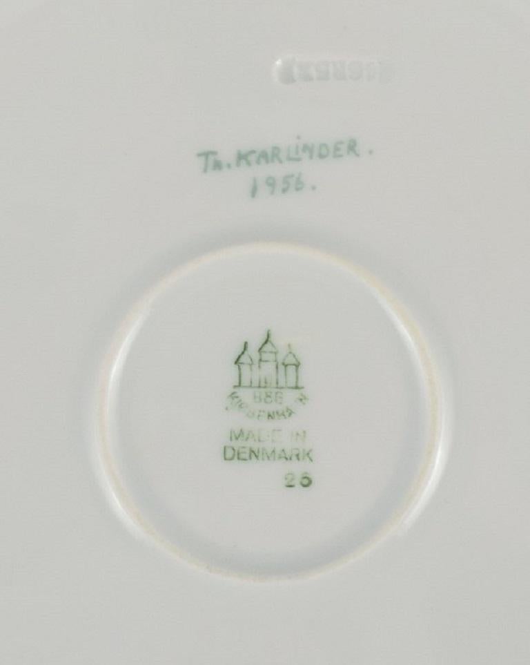 Th. Karlinder for Bing and Grondahl. Six Dinner Plates with Fish Motifs ...