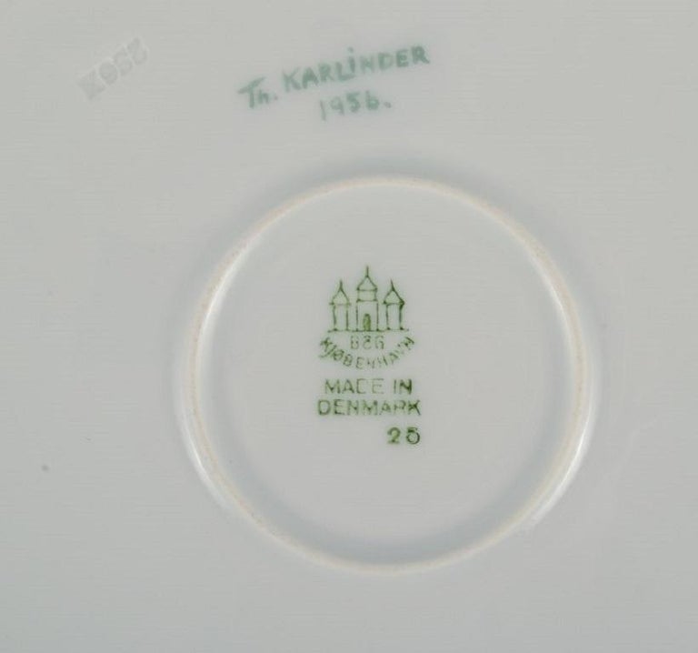 Th. Karlinder for Bing and Grondahl, Six Dinner Plates with Fish Motifs ...