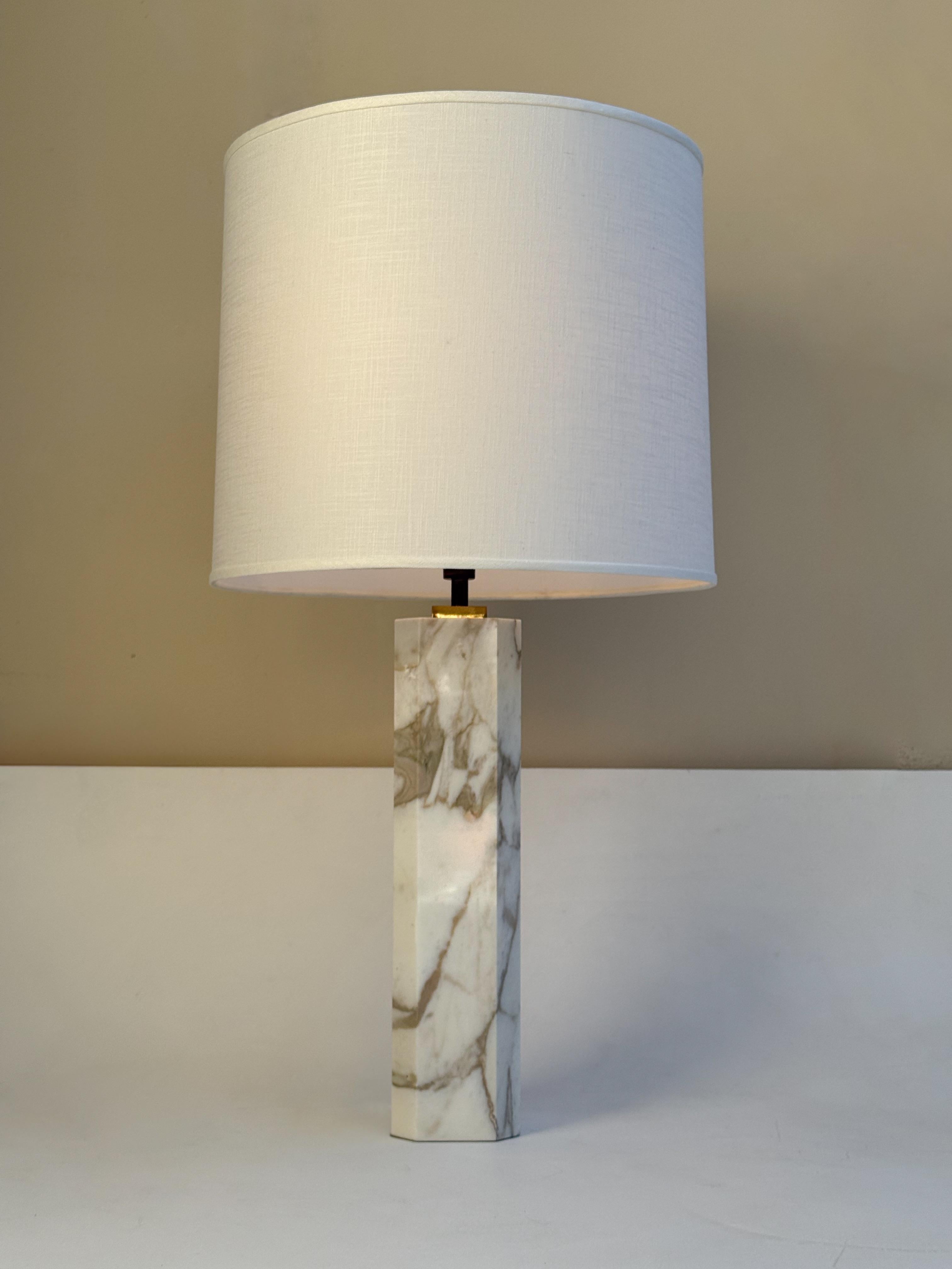 T.H. Robsjohn Gibbings Carrara Marble and Brass Table Lamp For Sale at ...