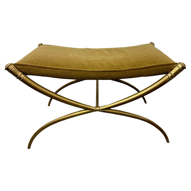 T.H. Robsjohn-Gibbings Custom Brass Curule Bench for the Kandell ...