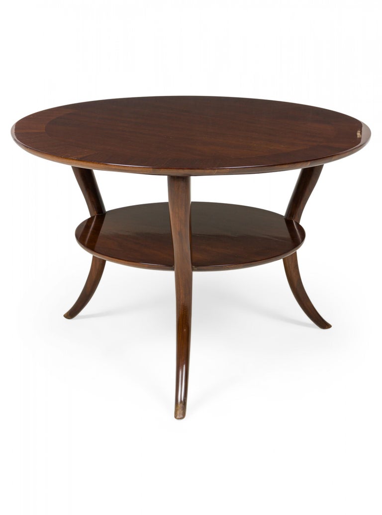 T.H. Robsjohn-Gibbings For Widdicomb Round Walnut Sabre Leg End / Side Table For Sale at 1stDibs