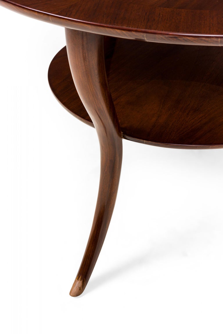 T.H. Robsjohn-Gibbings For Widdicomb Round Walnut Sabre Leg End / Side Table For Sale at 1stDibs