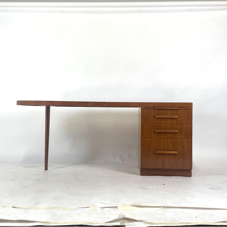 T.H. Robsjohn Gibbings for Widdicomb Sleek and Modern Sculptural Desk ...