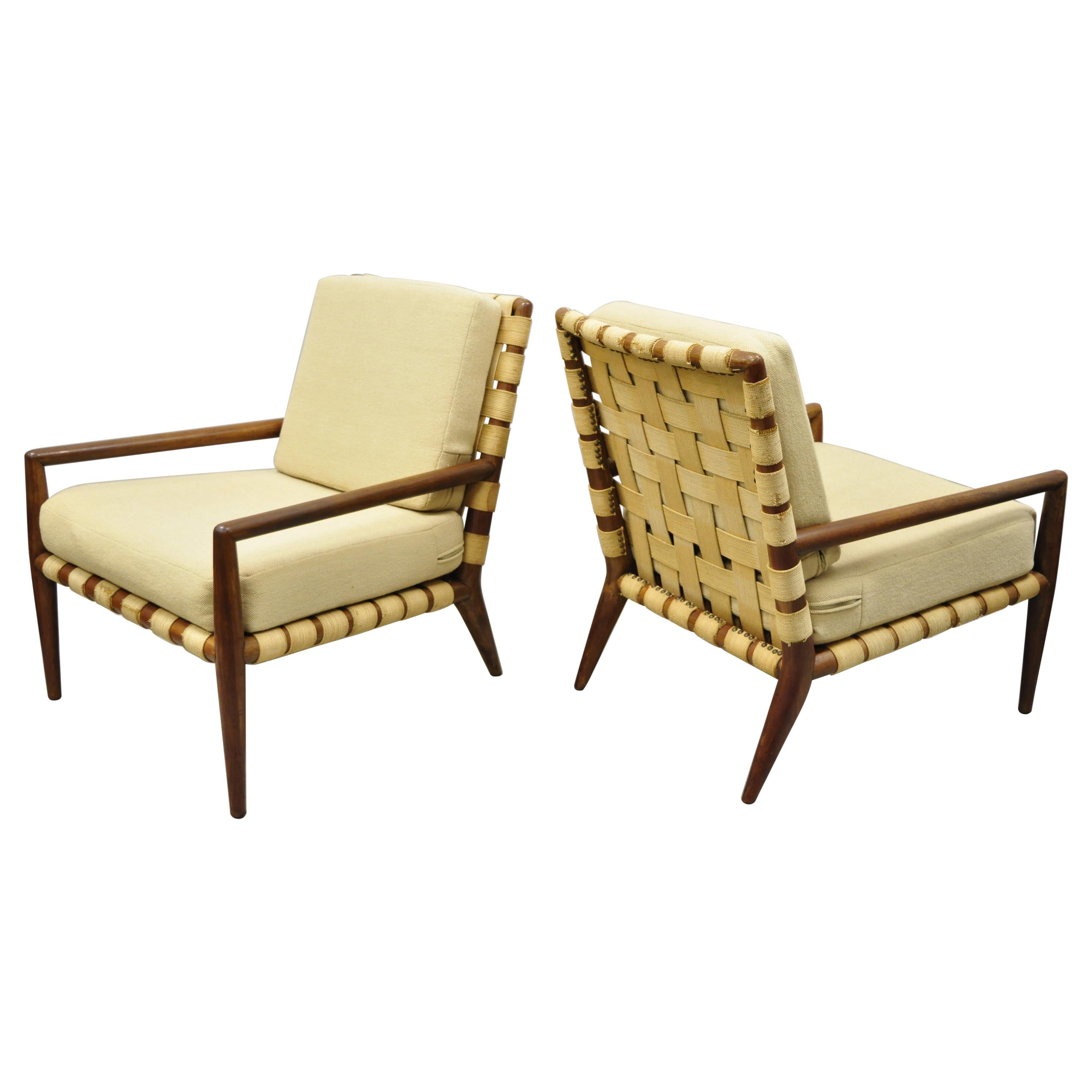 T.H. Robsjohn Gibbings Widdicomb Mid-Century Modern Strap Lounge Chairs ...
