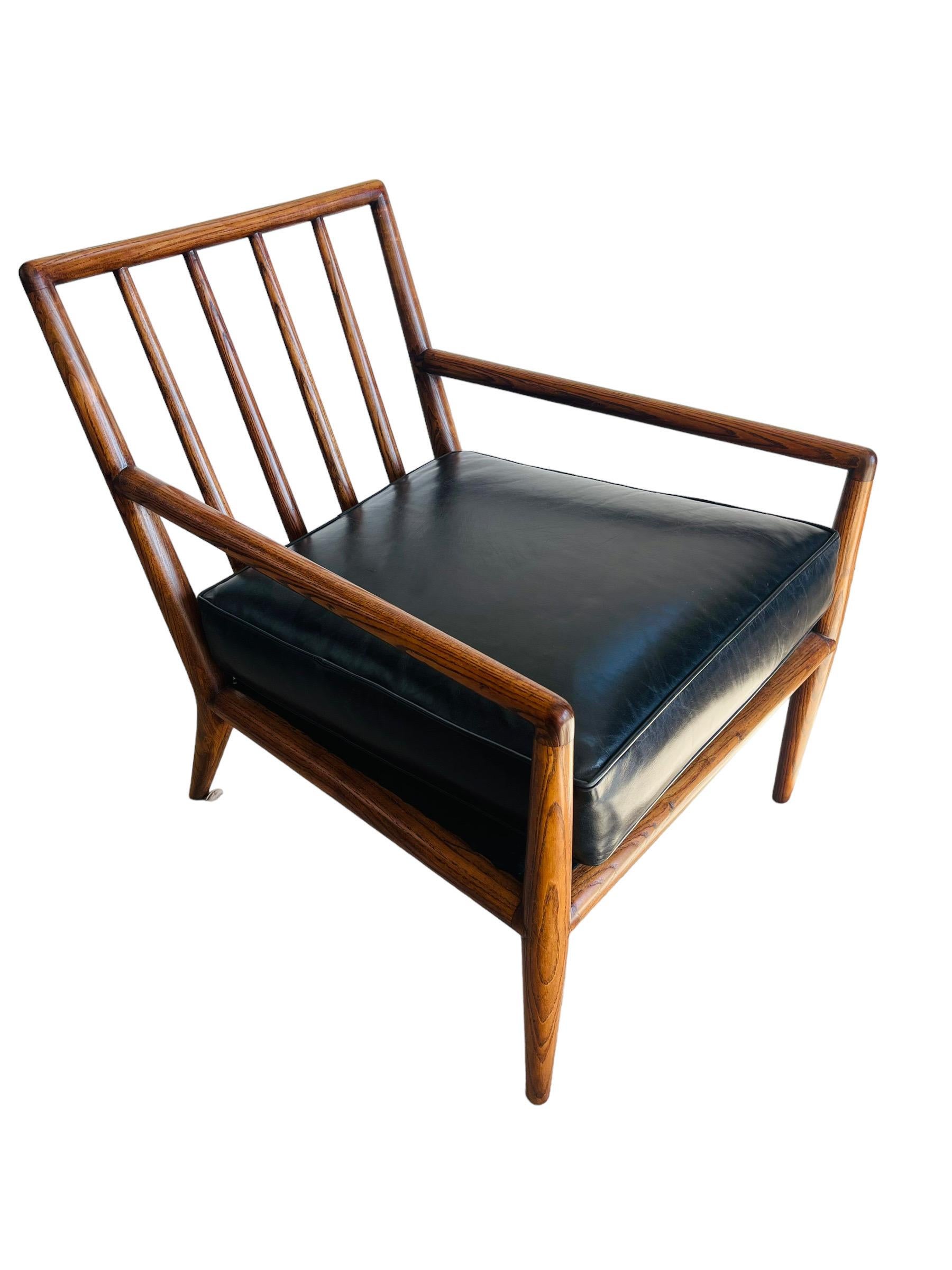 T.H. Robsjohn Gibbons Leather Lounge Chair For Sale at 1stDibs