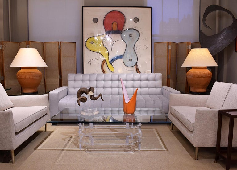 Thad Hayes Pair of Screens with Sheer Linen Panels 1990s at 1stDibs