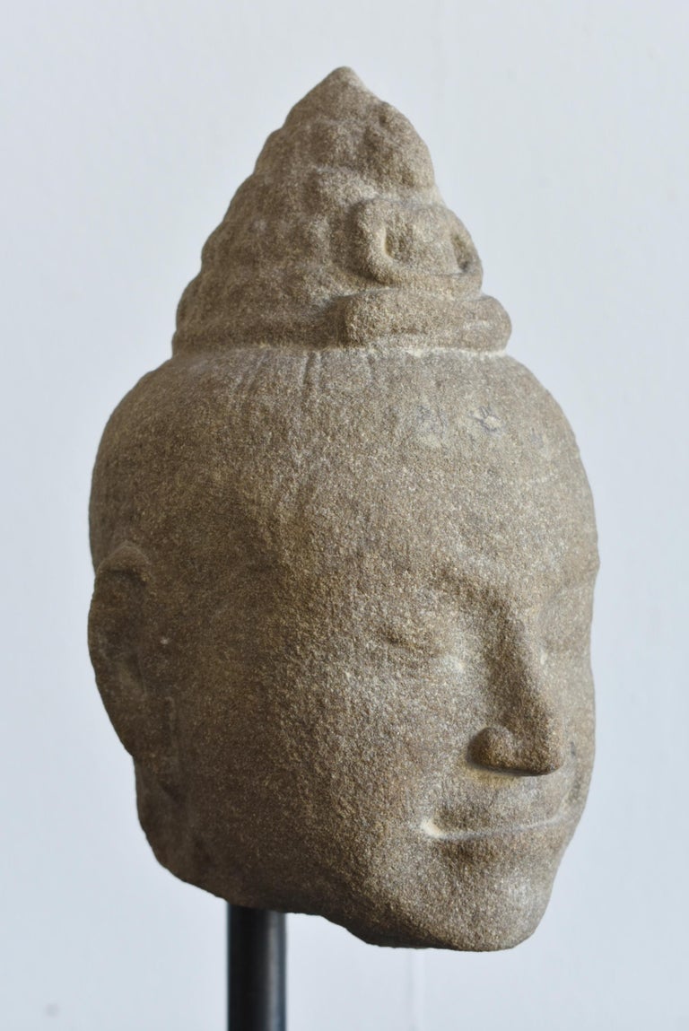 Thai Antique Stone Buddha Head / Buddha Figurine at 1stDibs