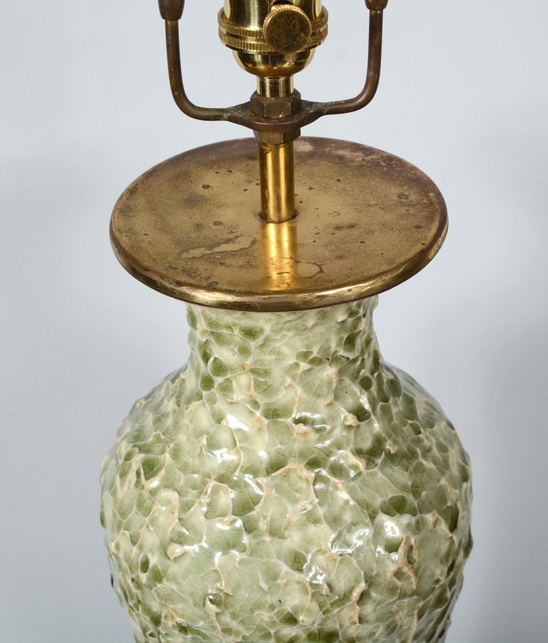 Thai Celadon Table Lamp with Textured Surface For Sale at 1stDibs