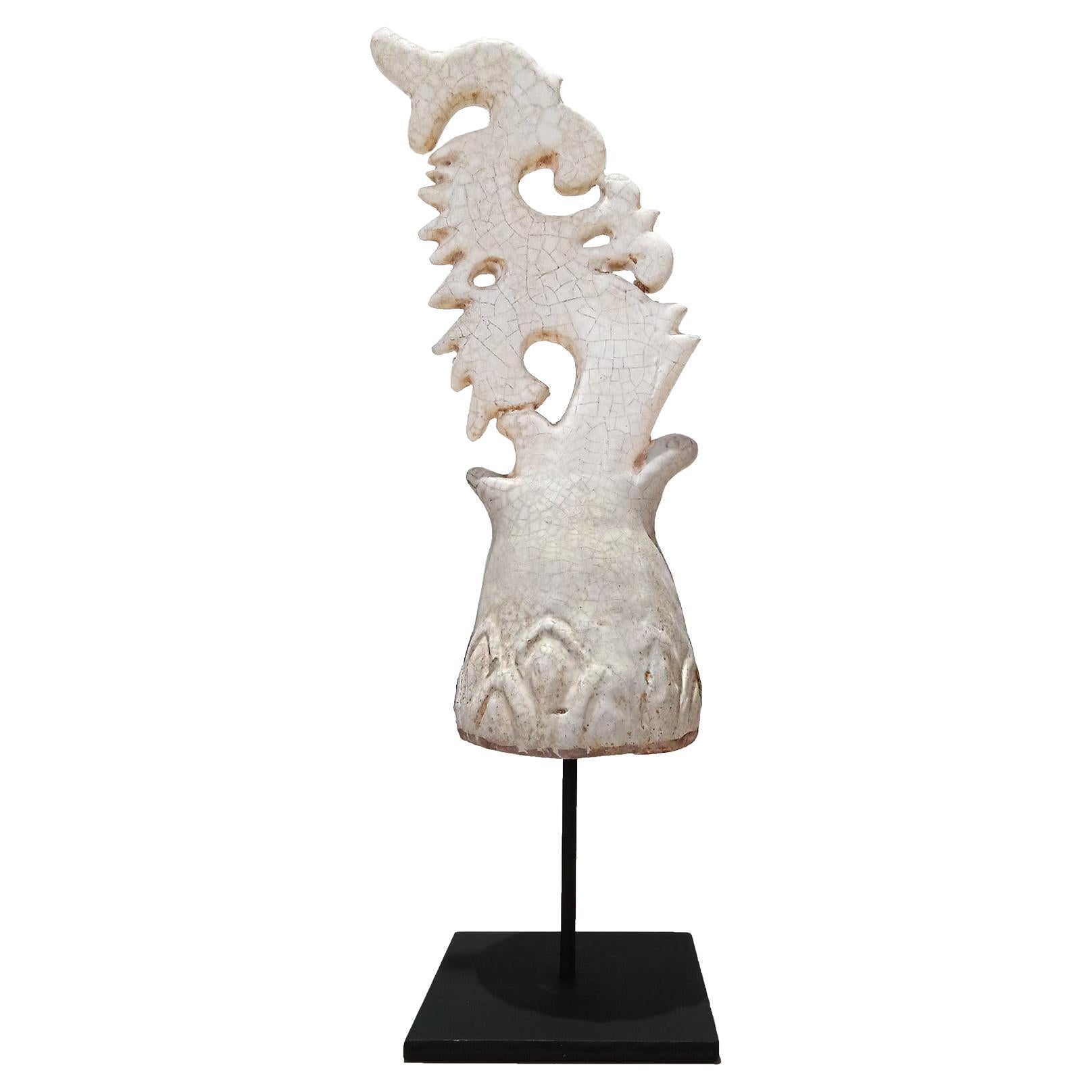 Thai Ceramic Ornament on stand - Antefix, 19th Century For Sale at 1stDibs