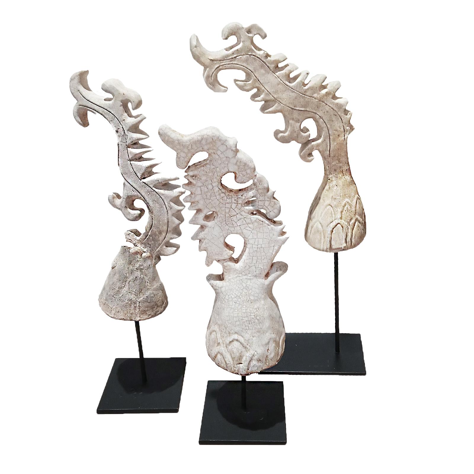 Thai Ceramic Antefix Ornaments, 19th Century For Sale at 1stDibs