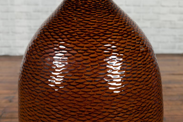 Thai Chiang Mai Brown Textured Teardrop Shaped Vase from the Prem ...