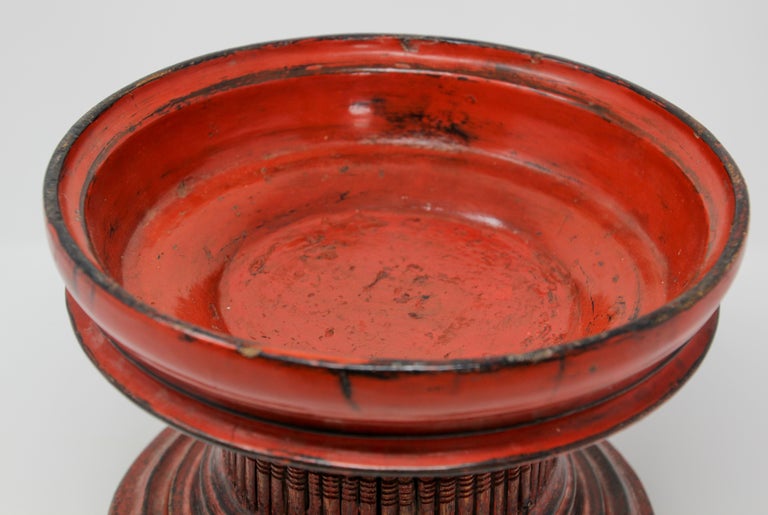 Thai Red Carved Wood Temple Offering Box Basket at 1stDibs