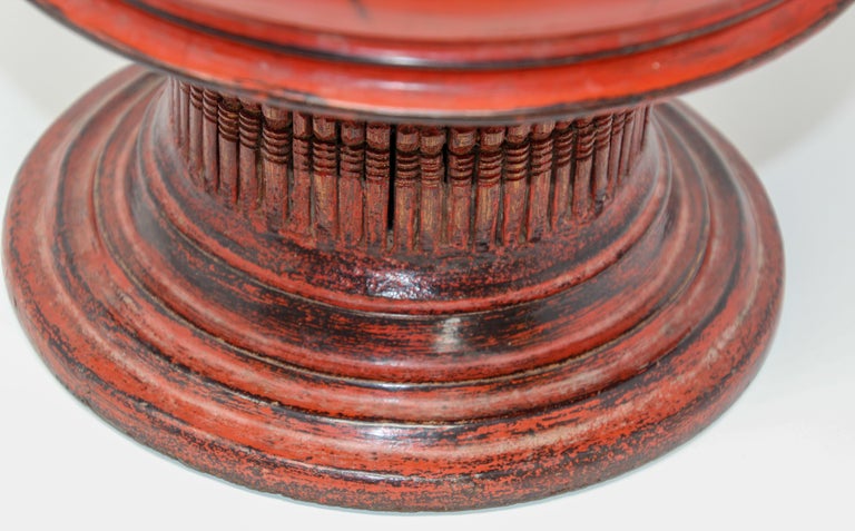 Thai Red Carved Wood Temple Offering Box Basket at 1stDibs