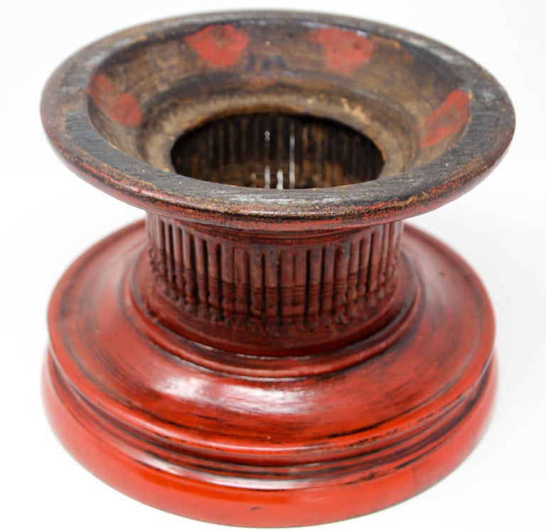 Thai Red Carved Wood Temple Offering Box Basket at 1stDibs