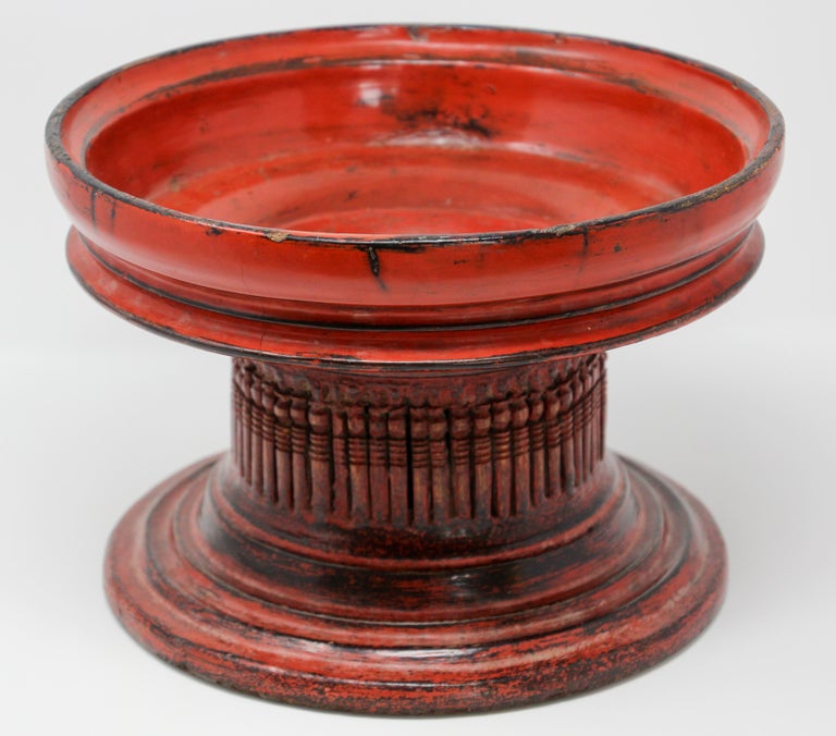 Thai Red Carved Wood Temple Offering Box Basket at 1stDibs