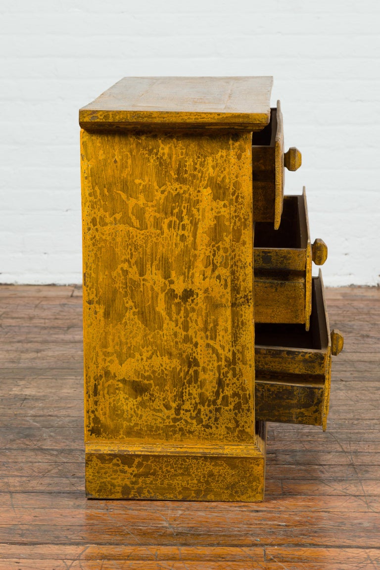 Mustard Glazed Vintage Thai Side Chest with Three Drawers For Sale at ...