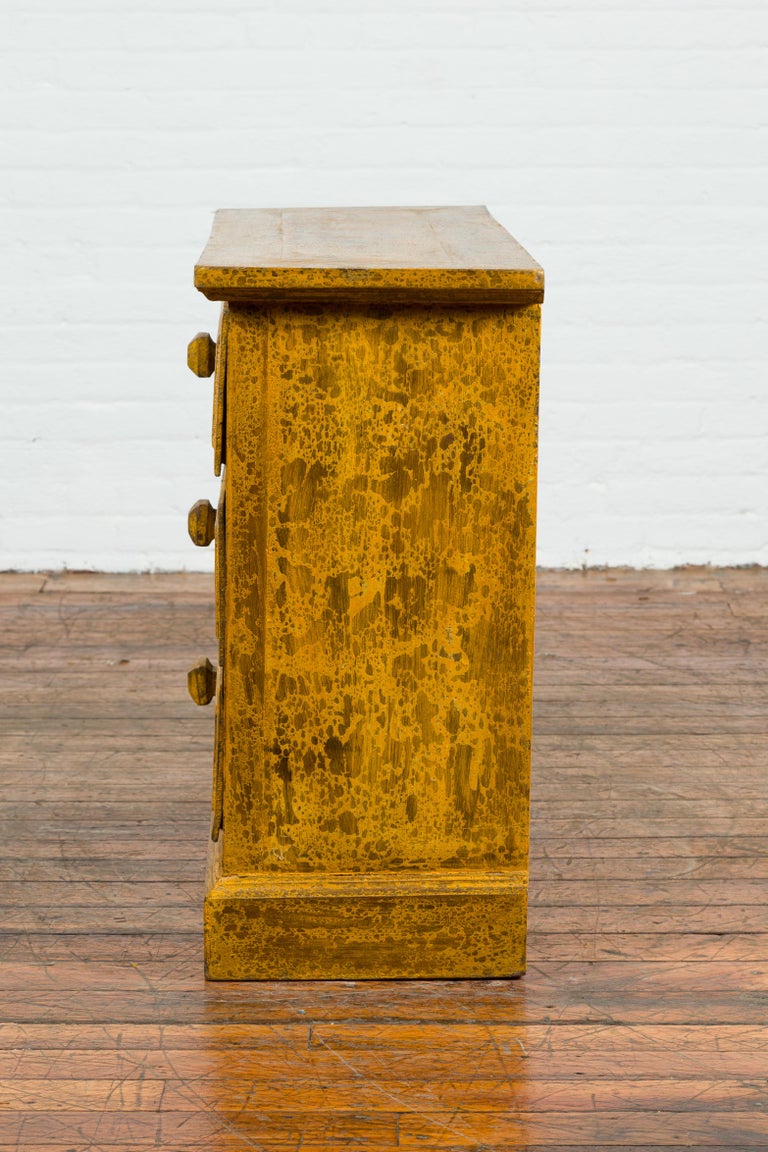 Mustard Glazed Vintage Thai Side Chest with Three Drawers For Sale at ...
