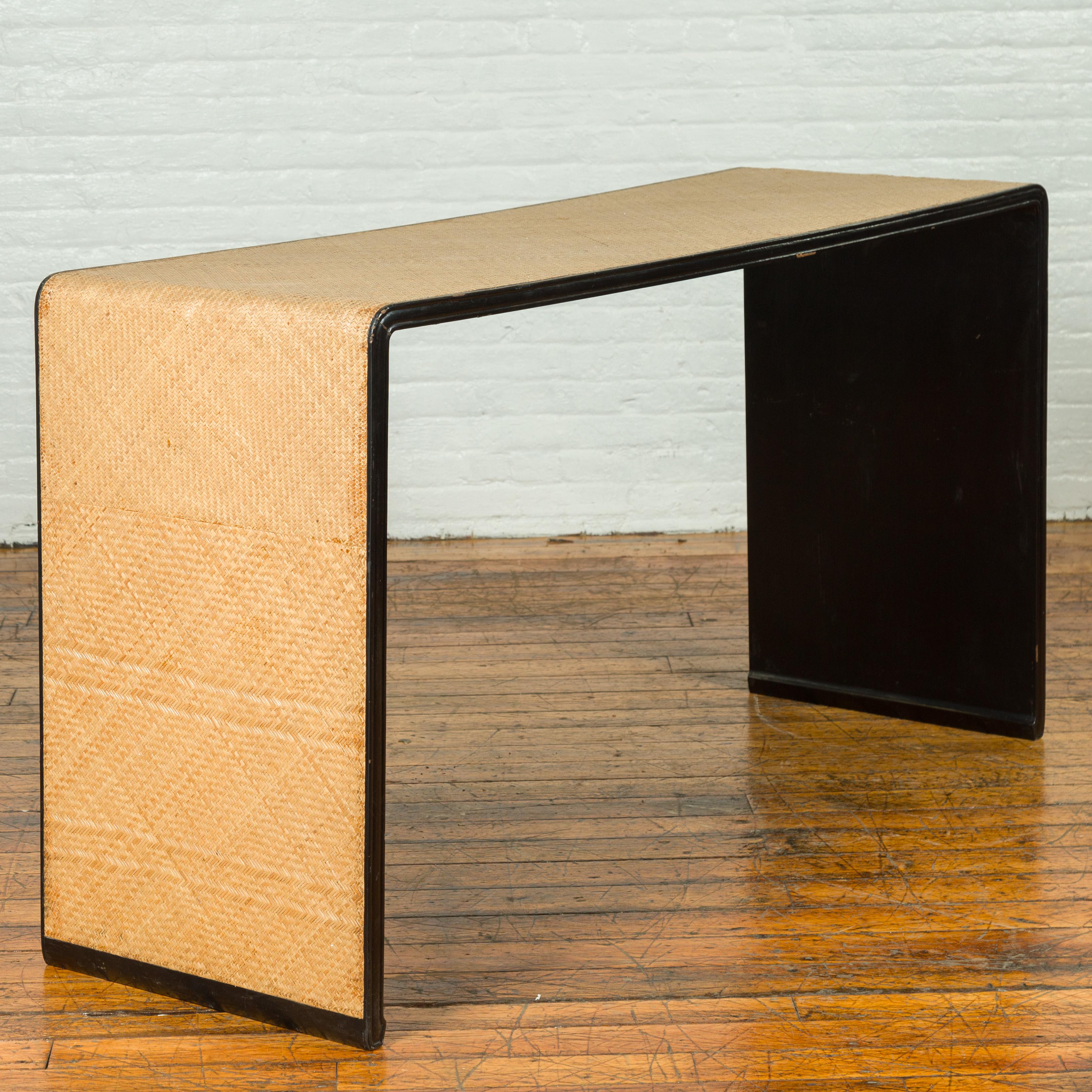 Thai Vintage Waterfall Console Table with Black Lacquer Frame and ...