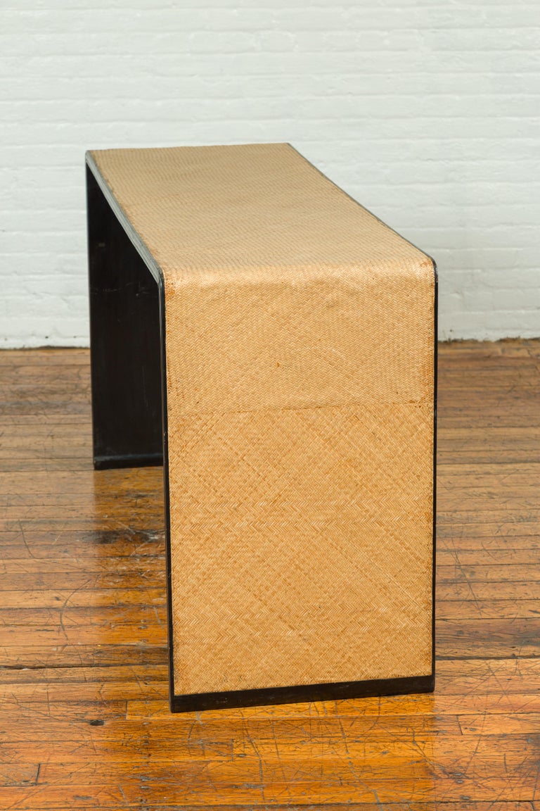 Thai Vintage Waterfall Console Table with Black Lacquer Frame and ...