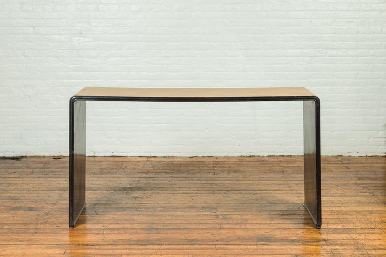 Thai Vintage Waterfall Console Table with Black Lacquer Frame and ...