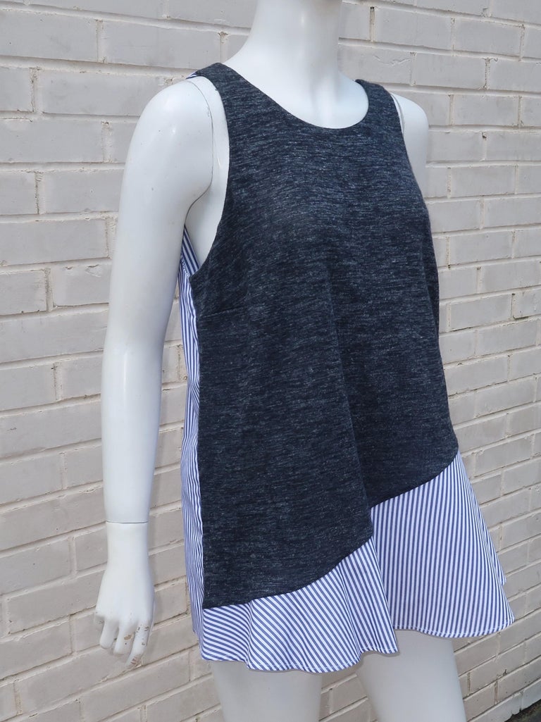 Thakoon Addition Blue and White Cotton 'Backwards' Top For Sale at 1stDibs