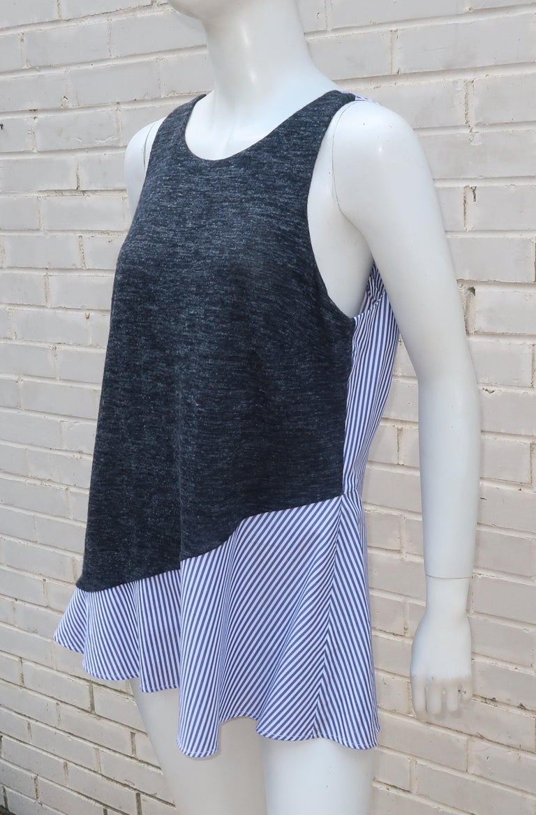 Thakoon Addition Blue and White Cotton 'Backwards' Top For Sale at 1stDibs