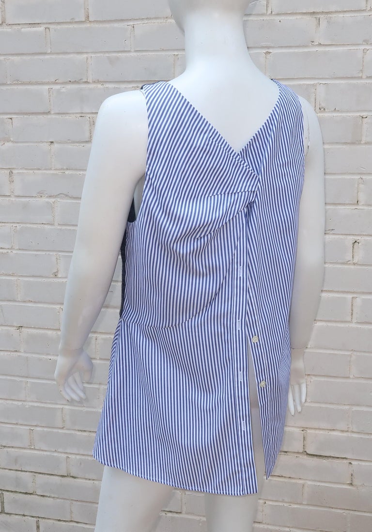 Thakoon Addition Blue and White Cotton 'Backwards' Top For Sale at 1stDibs
